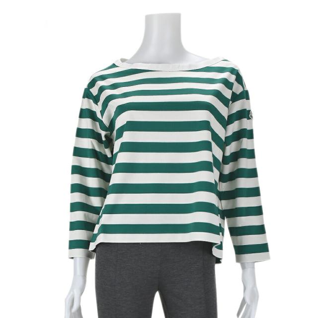 MONCLER モンクレール 80618 00 83140/858 Tシャツ ホワイト/グリーン/レディース/TOPS/トップス/ボーダー【送料無料】