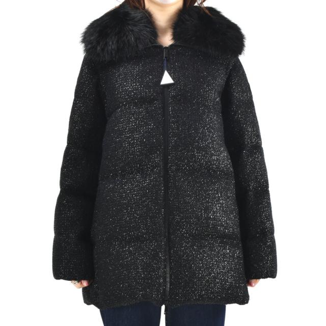 モンクレール ダウンジャケット レディース アウター ファー付き ブラック 黒 CHAUVET GIUBBOTTO MONCLER 【送料無料】