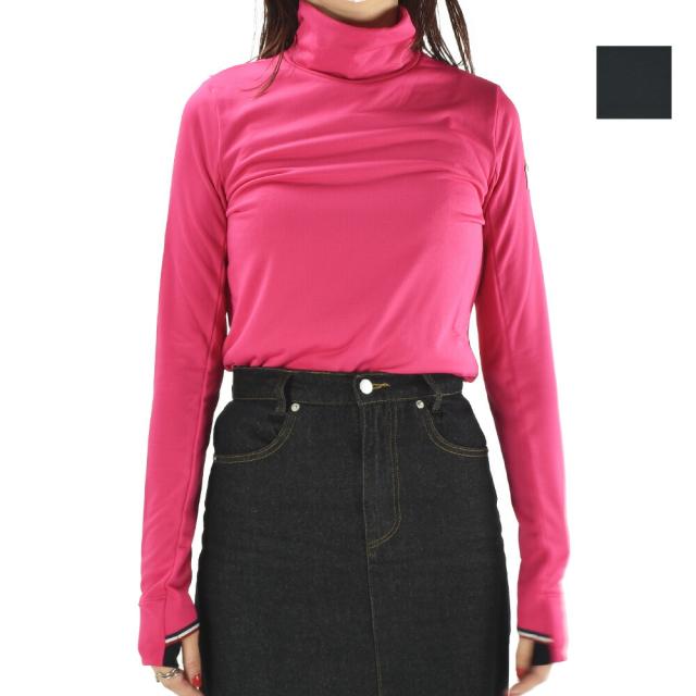 モンクレール ロングスリーブシャツ レディース タートルネック ロンT  ピンク ブラック DOLCEVITA MONCLER 【送料無料】