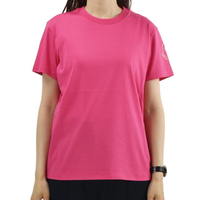 モンクレール Tシャツ レディース 半袖 カットソー クルーネック ロゴT コットン アイコンロゴ ピンク MONCLER 【送料無料】