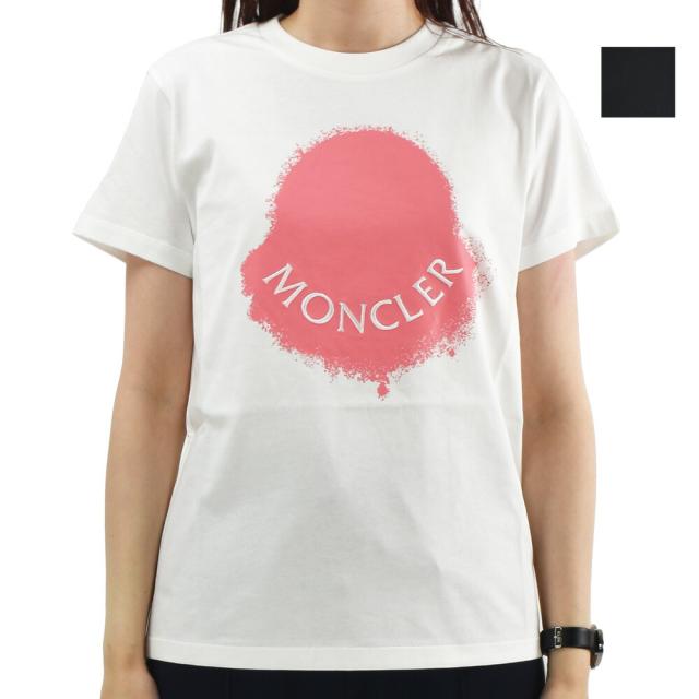 モンクレール Tシャツ レディース 半袖 カットソー クルーネック ロゴT コットン ホワイト ブラック 白 黒 MONCLER 【送料無料】