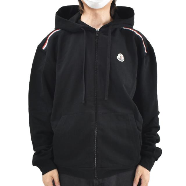 モンクレール フーディー メンズ ジップアップパーカー コットン ロゴ ブラック 黒 ZIP UP CARDIGAN MONCLER【送料無料】