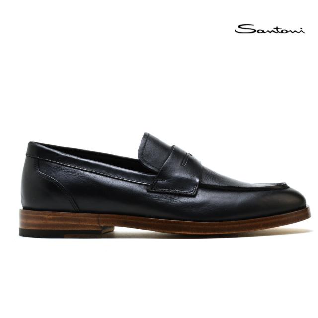 サントーニ ローファー ビジネスシューズ 革靴 ブラック 黒 メンズ Santoni MCOR16301LBINTXXN01 BLACK【送料無料】