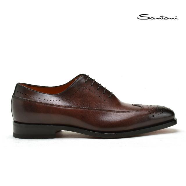 サントーニ ビジネスシューズ メンズ ドレスシューズ ウィングチップ ブラウン 茶 Santoni【送料無料】