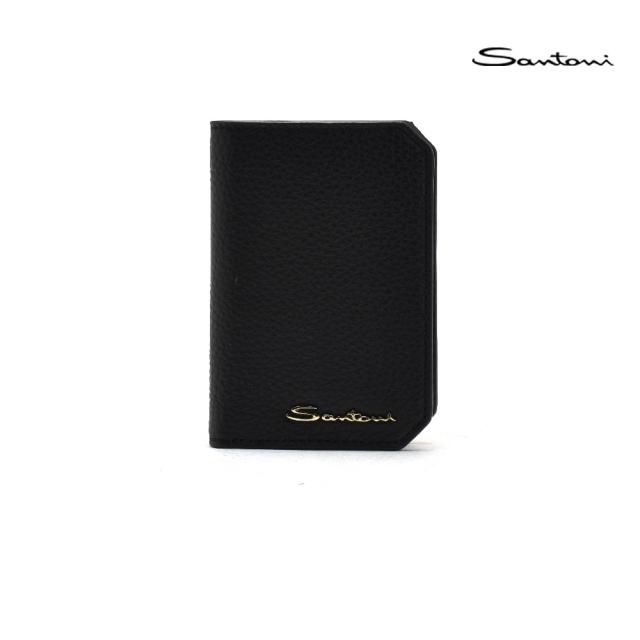 サントーニ カードケース メンズ パスケース シボレザー ブラック黒 Santoni【送料無料】