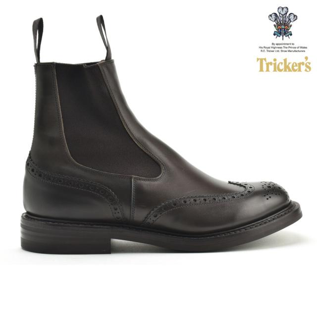 トリッカーズ ヘンリー チェルシーブーツ メンズ サイドゴア ダイナイトソール エスプレッソ エラスティック ブローグ ブーツ TRICKER'S ESPRESSO BURNISHED M2754 HENRY SIDE GORE【送料無料】