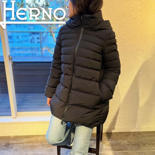 ヘルノ HERNO ダウンジャケット レディース ダウンコート ファンクショナルワードローブ フード付き 撥水 ブラック 黒 FUNCTIONAL WARDROBE【送料無料】