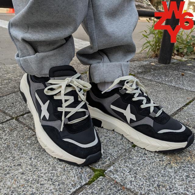 ウィズ W6YZ スニーカー メンズ シューズ ローカット 靴 スエード ナイロン ブラック NEXT-M【送料無料】