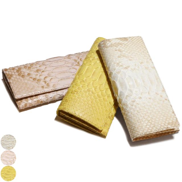 長財布 パイソン 財布 笹マチ 小銭入れあり / パイソン革 ヘビ革 ダイヤモンドパイソン / ハーフブリーチ