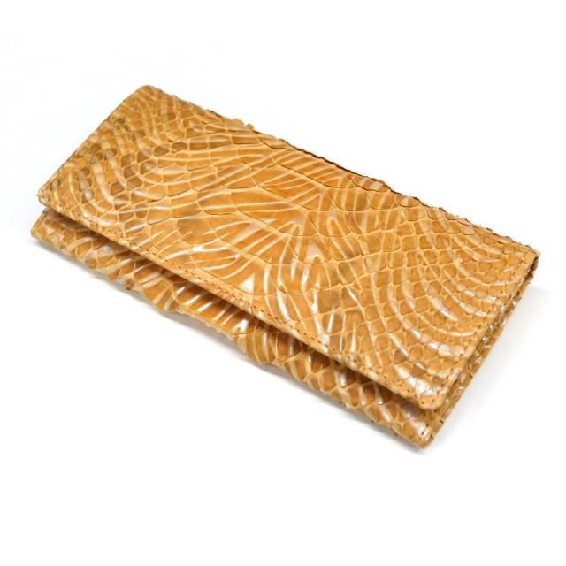 長財布 パイソン 財布 笹マチ型 小銭入れあり 無双仕様 本革 へび革