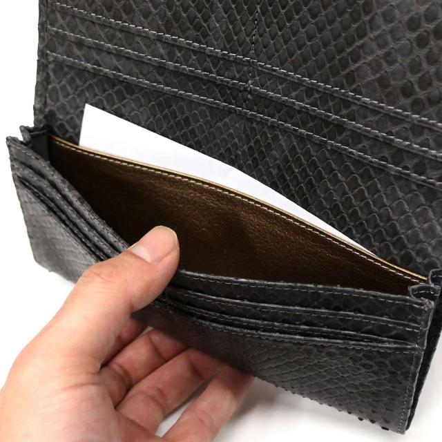 モラレス パイソン 財布 蛇革 へび革 長財布 笹マチ型 小銭入れなし