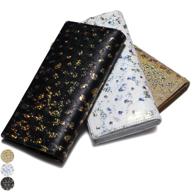 長財布 通しまち 小銭入れなし 本革 駝鳥革 ダチョウ革 オーストリッチ カラット