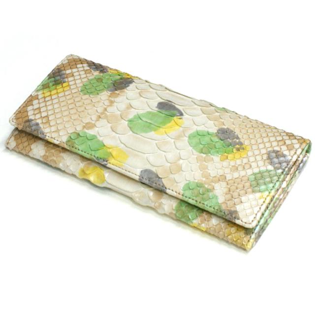 長財布 パイソン 財布 メンズ レディース 笹マチ型 小銭入れあり 無双仕様 長札 ロング ウォレット へび革 パイソン革 蛇革 本革財布 日本製 手染め P09