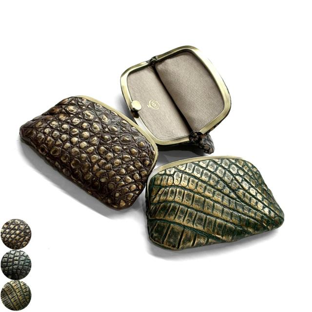 天溝がま口 小銭入れ 極薄 極薄がま口  天溝押口 天溝 口金 薄型 薄い スリム コンパクト ケース コンパクト財布 日本製 本革 レディース  本革 クロコダイル ラグジュアリー