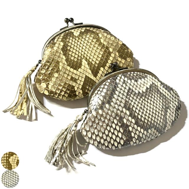 がま口 口金 がま口財布 レディース メンズ 本革 モラレスパイソン パール