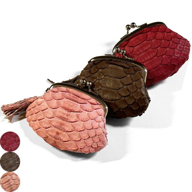 ミニがま口 がま口 口金 がま口財布 レディース メンズ 本革 パイソン マット