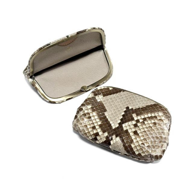 天溝がま口 がま口 がま口ポーチ がま口小物入れ 天溝押口 天溝 口金 薄型 薄い スリム 日本製 本革 パイソン グレージング