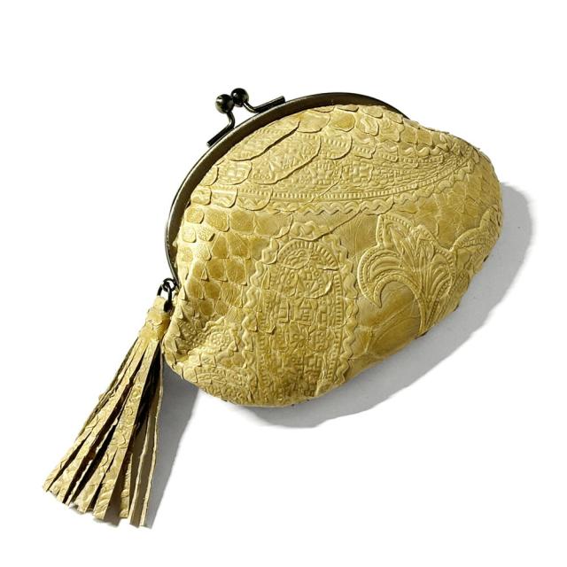 がま口 口金 がま口財布 レディース メンズ 本革 パイソン ペイズリー