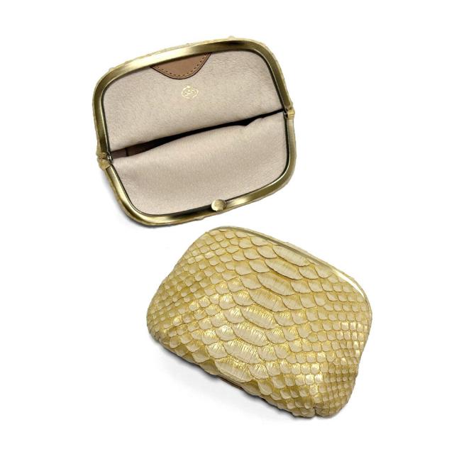 天溝がま口 がま口 がま口ポーチ がま口小物入れ 天溝押口 天溝 口金 薄型 薄い スリム 日本製 本革 パイソン ゼブラ