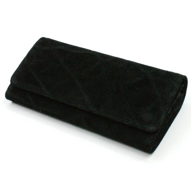 がま口長財布 レディース 長財布 ガマ口財布 象革 ゾウ革 エレファント 無双仕様 本革 本皮 レザー 財布 さいふ サイフ 女性 大容量 長札 口金 日本製 ブラック 黒