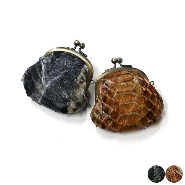 ケース がま口 レディース コンパクト mini 小さい 小銭入れ がま口財布 パイソン 蛇革 ヘビ革 本革 レザー 財布 さいふ 日本製 ハードシェード