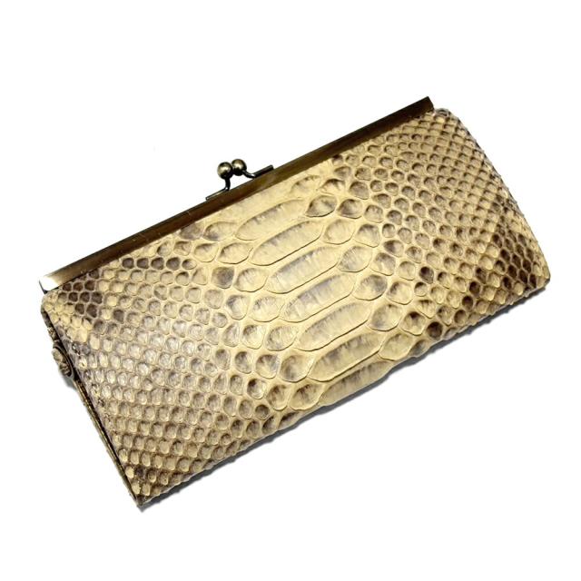 パイソン 財布 長財布 レディース がま口 本革 蛇革 マット 財布 がまぐち 小銭入れ カード入れ 大容量 小銭入れ