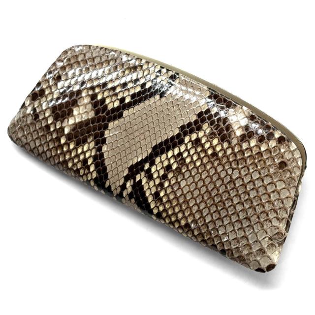 天溝がま口 長財布 がま口 がま口長財布 がま口財布 天溝押口 くし型 天溝 口金 薄型 薄い スリム 日本製 本革 レディース 本革 パイソン 財布 グレージング ナチュラル