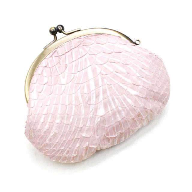 がま口 財布 小銭入れ  レディース ケース 小銭入れ 日本製 口金 パイソン革 蛇革 ヘビ革 ガマ口財布 財布 サイフ 本革がま口 レザーがま口 ウェーブ ピンク