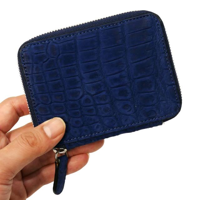 カードケース ラウンドファスナー 本革 クロコダイル ヌバック