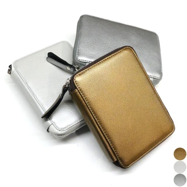 パスポートケース ファスナーカードケース カード入れ 本革 牛革 パール