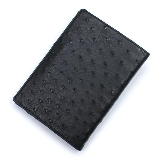 カードケース レディース メンズ オーストリッチ 駝鳥革 レザー 革 薄型 大容量 ポイントカード入れ クレジットカード入れ カードホルダー カード収納  黒 ブラック