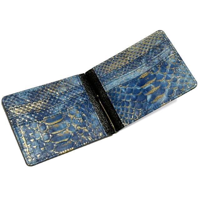 札ばさみ パイソン 財布 マネークリップ / メンズ レディース / 豚革 ・ リーフ 群雲