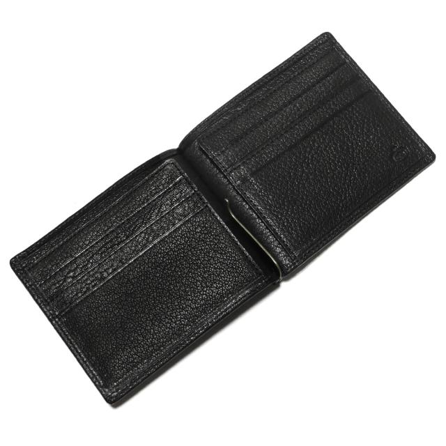 札ばさみ マネークリップ 本革 鹿革 シカ革 ディア オイル ブラック