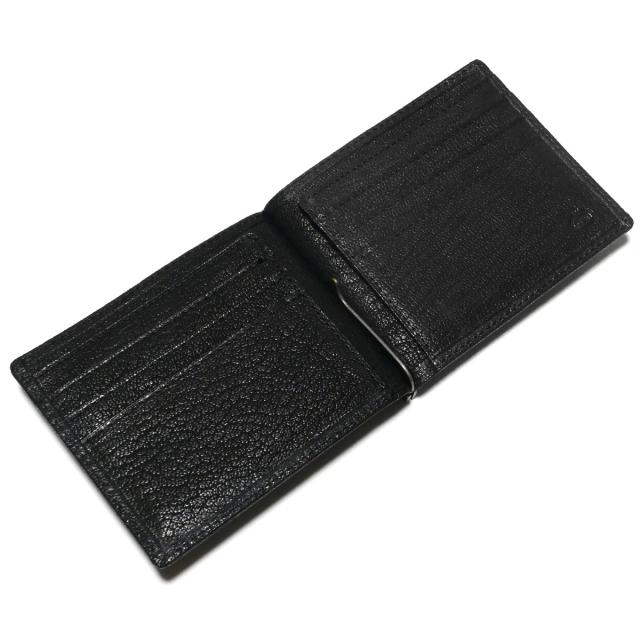 札ばさみ マネークリップ 本革 山羊革 ゴートレザー ピッケル ブラック