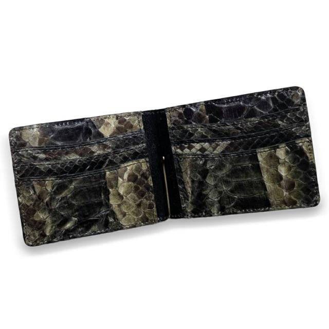 札ばさみ マネークリップ 薄型 財布 メンズ レディース 本革 パイソン ハードシェード