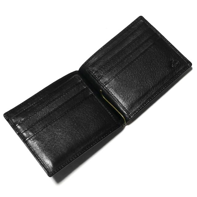 札ばさみ マネークリップ 本革 羊革 ラムスキン ブラック