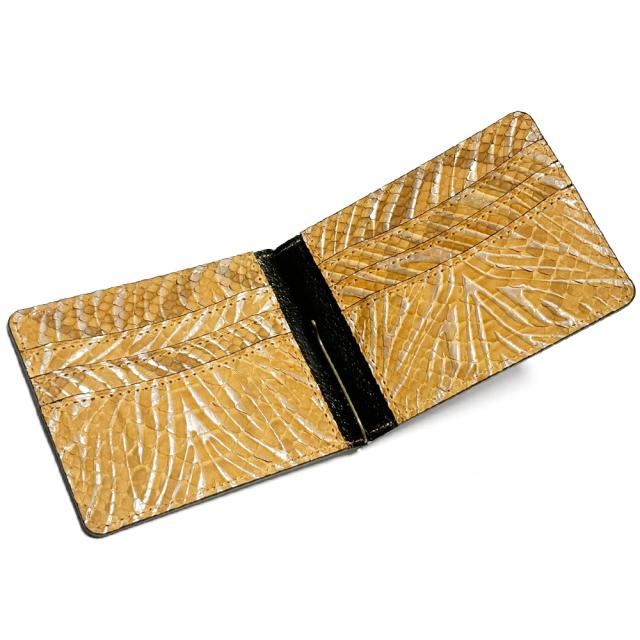 札ばさみ パイソン 財布 マネークリップ / メンズ レディース / 豚革 ・ ウェーブ