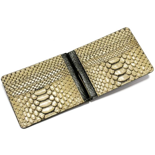 札ばさみ パイソン 財布 マネークリップ / メンズ レディース / 豚革 ・ マダム