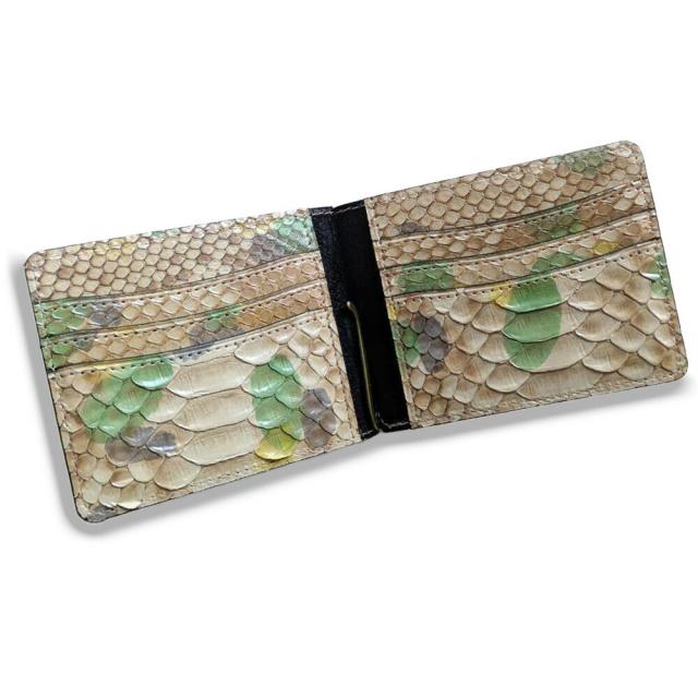 札ばさみ マネークリップ 薄型 財布 メンズ レディース 本革 パイソン 手染め ブルック