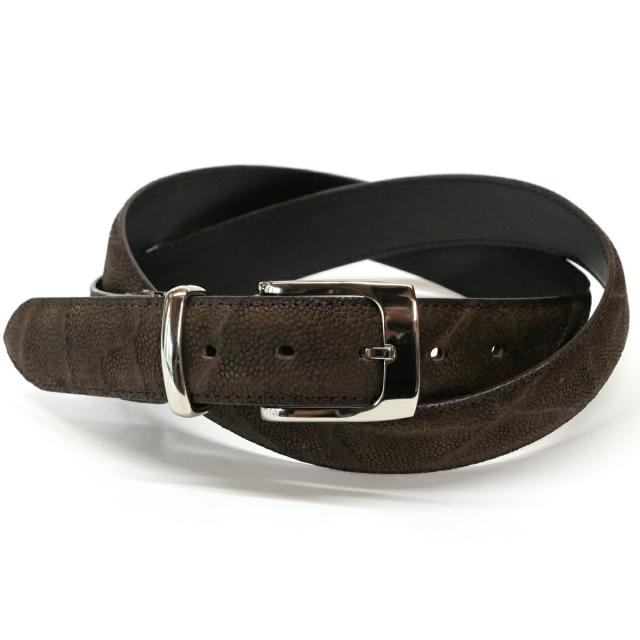 ベルト 本革 エレファントレザー 象 牛革 ３.５cm幅 チョコ