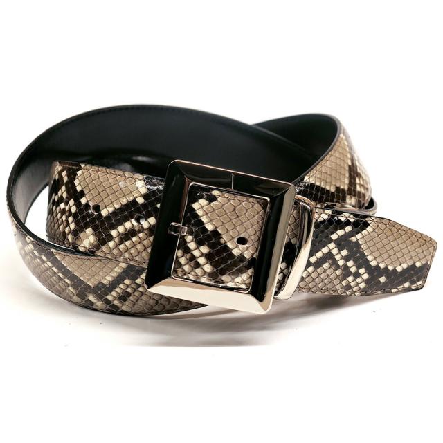 ヘビ革 パイソン 蛇革 本革レザー ベルト ４０ｍｍ幅 ４ｃｍ幅  男性 女性 メンズ レディース 蛇柄 牛革 大人ベルト 栃木レザー 日本製 オリジナル バックル４角  グレージング