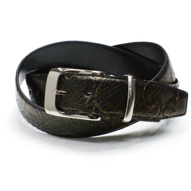 ベルト メンズ 蛇革 パイソン レザー ベルト 本革  4cm幅 パイソン ベルト 栃木レザー 牛革 ヘビ革 ベルト ギフト 日本製 ペイズリー柄 ダークイエロー