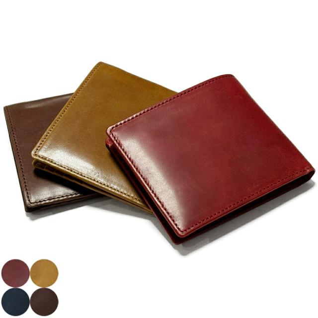 財布 二つ折り 薄い 小銭入れなし メンズ レディース 本革 新喜皮革 馬革 オイルポニー