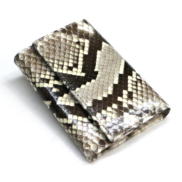 財布 小銭入れなし 折り財布 蛇革財布 札入れ メンズ レディース 本革 パイソン革 蛇革 ヘビ革 ダイヤモンドパイソン革 グレージング ナチュラル
