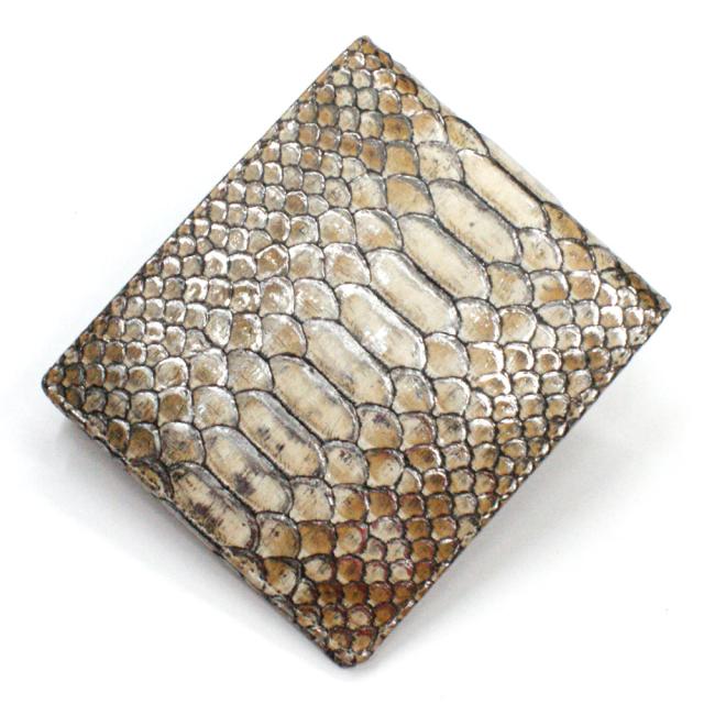 蛇革財布 財布 レディース メンズ 本革 二つ折り 折り財布 純札 小銭入れなし カード収納 サイフ さいふ 札入れ パイソン 蛇革 ヘビ 無双仕様 日本製 Ｐ１３