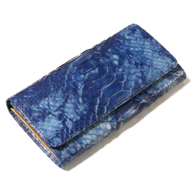 パイソン 財布 長財布 万能タイプ / 本革 パイソン革 ヘビ革 / ダイヤモンドパイソン 群雲染め
