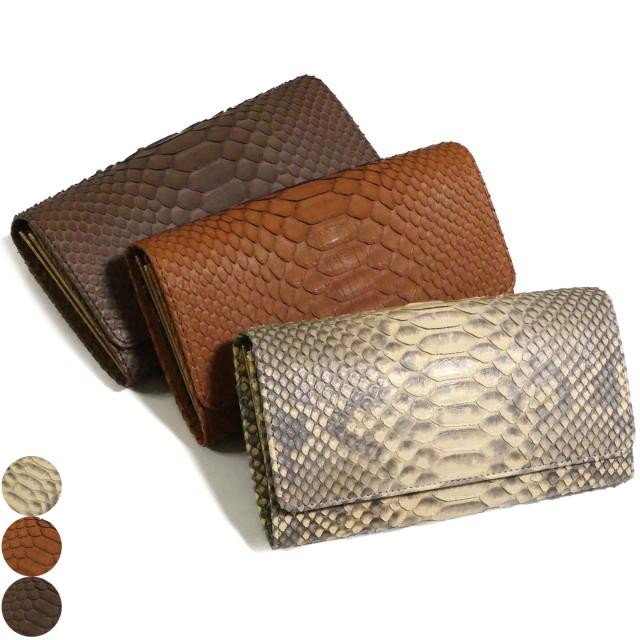 パイソン 財布 長財布 万能タイプ / 本革 パイソン革 ヘビ革 / ダイヤモンドパイソン マット