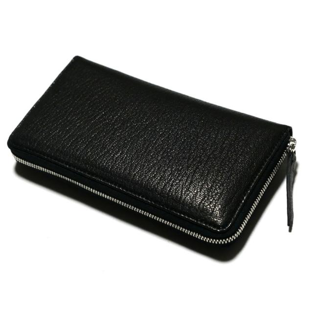 ラウンドファスナー財布 ファスナー財布 本革 山羊革 ヤギ革 ゴートレザー ピッケル ブラック