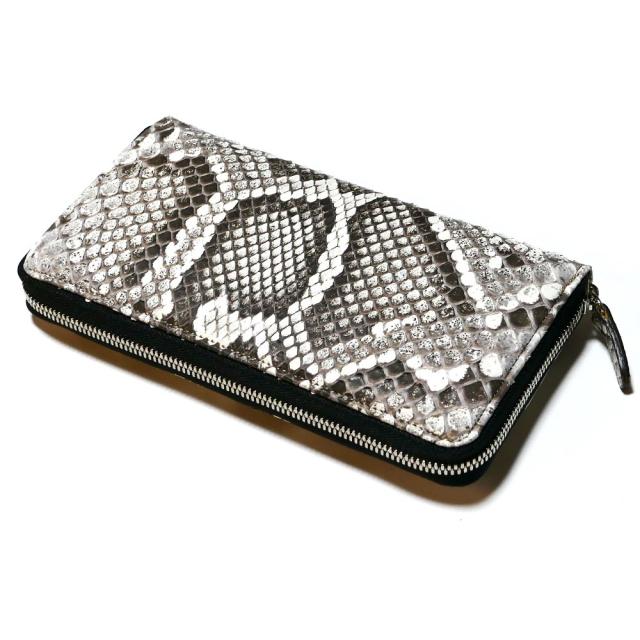 長財布 ラウンドファスナー財布 メンズ レディース 本革 パイソン モラレス マット ナチュラル