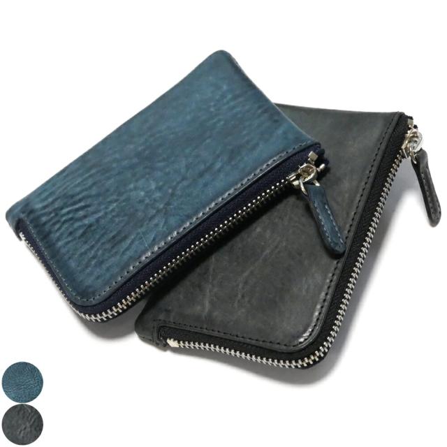 L字ファスナー財布 メンズ レディース 小銭入れあり カード収納 薄型 コンパクト 本革 牛革 イタリアンレザー La Perla Azzurra社 アラスカ